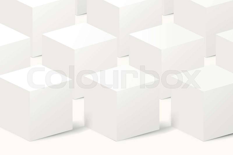 Minimal cube pattern background, white 3D geometric shape ve | Colourbox