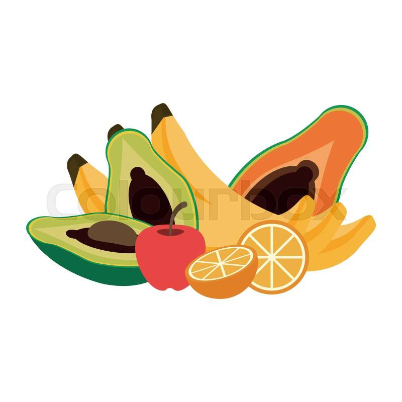 Delicious fruits set cartoon vector illustration graphic des | Colourbox