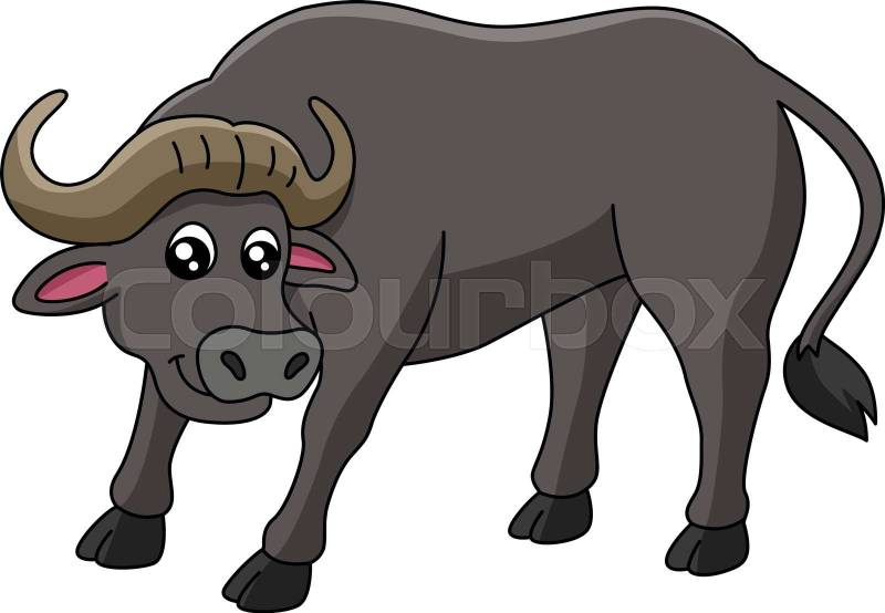 This cartoon clipart shows a buffalo vector illustration. | Colourbox